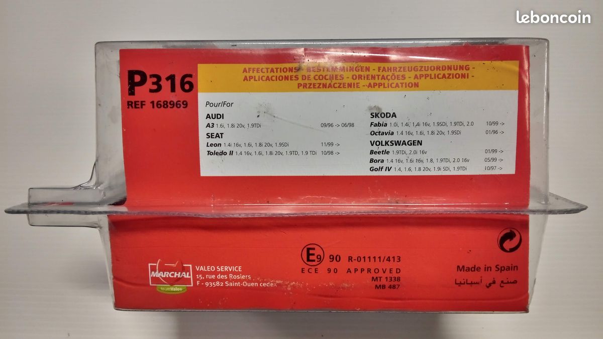 Plaquettes frein VALEO Marchal P316 - Audi A3 Seat Golf IV - NEUVES ...