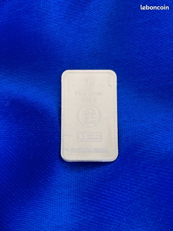 Lingot Argent pur 1 Gramme 999 Silver Heimerle + Meule Germany SILBER ...