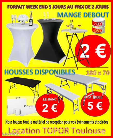 A louer tables pliables de réception + housses - Catalogue LOCATION ...