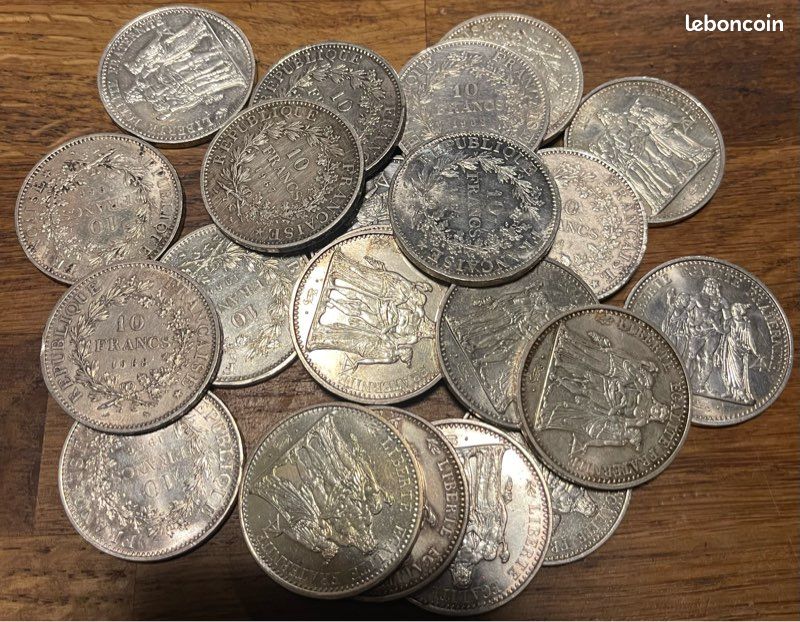 Lot de pièces argent 50 francs Hercule / 100 francs argent / turins ...