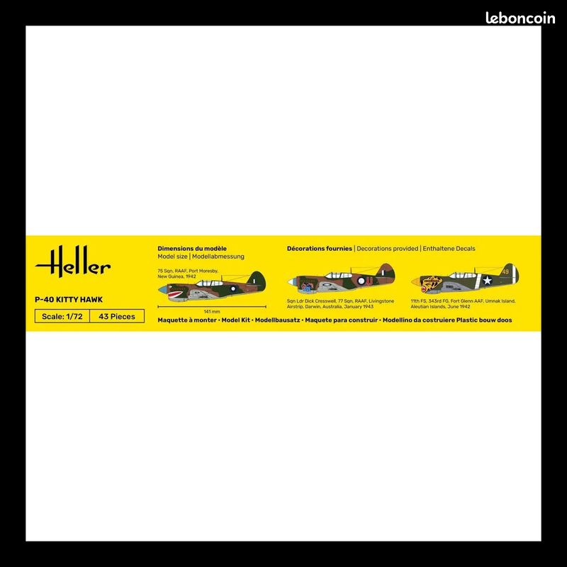 Maquette HELLER 80266 avion P-40 kitty hawk échelle 1/72 - Modélisme