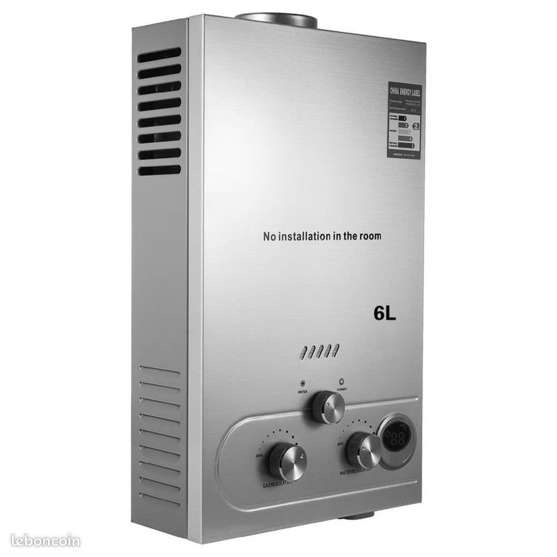 Chauffe-eau à gaz instantané 6 litres/min : neuf, adaptable à toute installation, garantie d'un ...