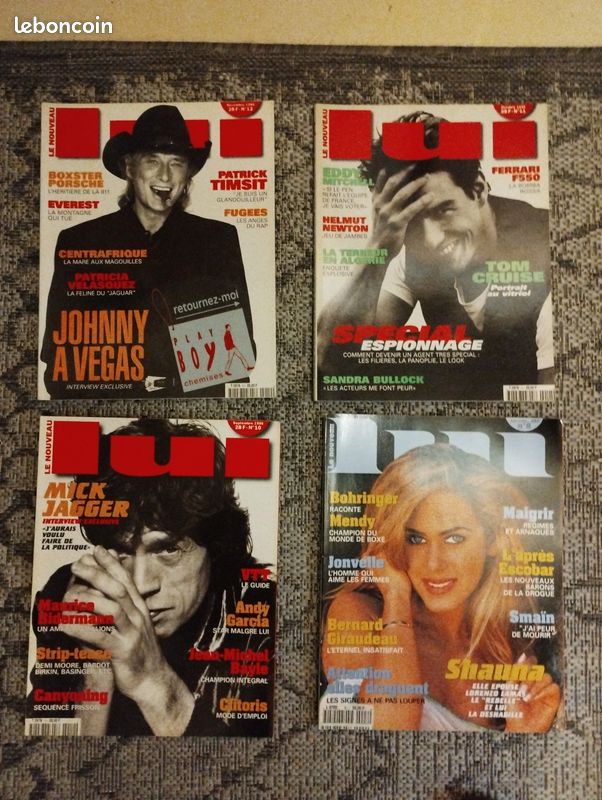 Lot rares magazines LUI des années 1996 (Johnny hallyday, Mick jagger ...