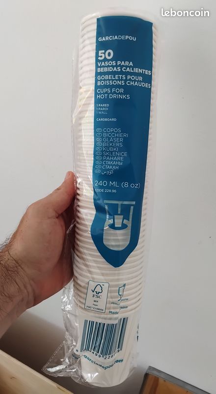 Gobelets boissons chaudes 240ml avec couvercles (lot de 100 ...