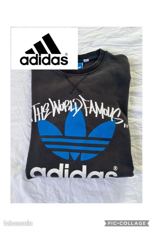Sweat Adidas original vintage taille M noir très bon état homme femme ...