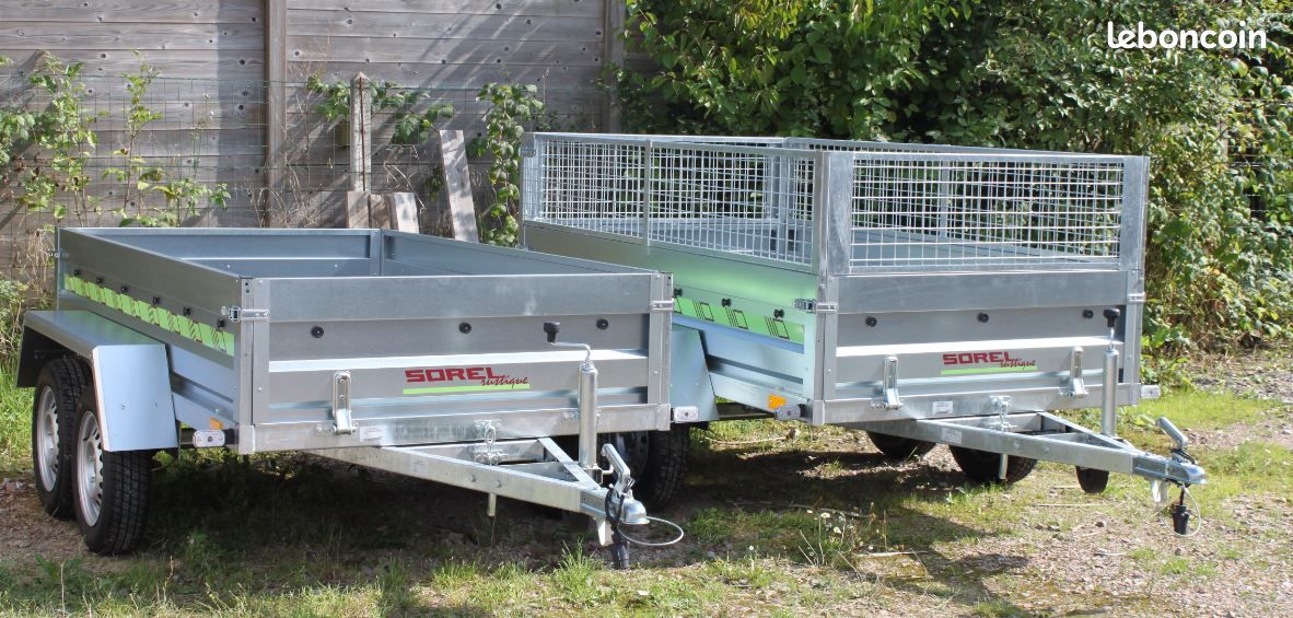 EN STOCK* REMORQUE DOUBLE ESSIEUX R256 + grillage - Équipement auto