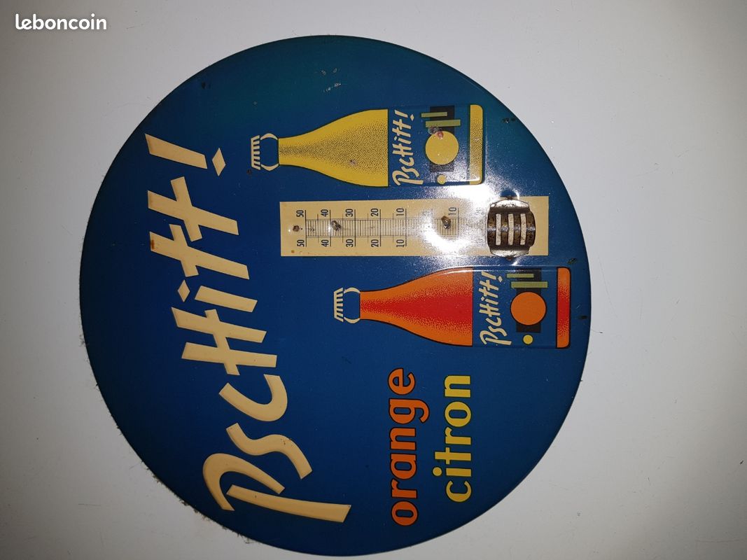 Plaque thermomètre ancien pschitt Orange Citron - Collection