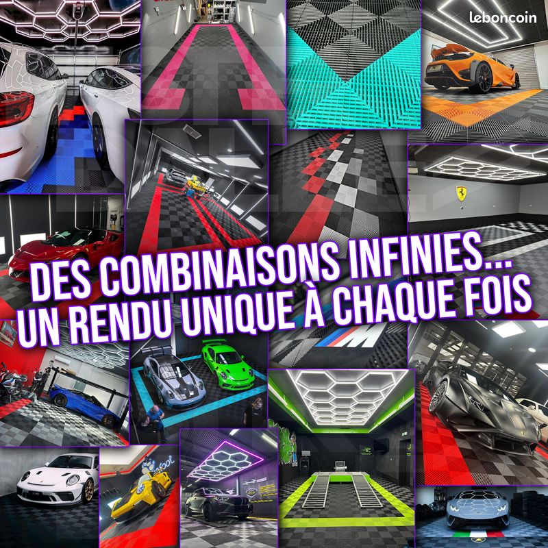 Dalles clipsables sol garage – effet damier - 15 couleurs - Bricolage