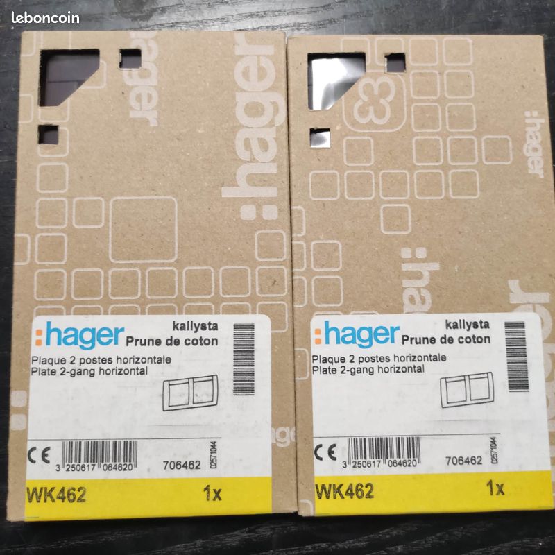 Kallysta Hager 2 plaques 2p Horiz. Entr71 prune de coton - Bricolage