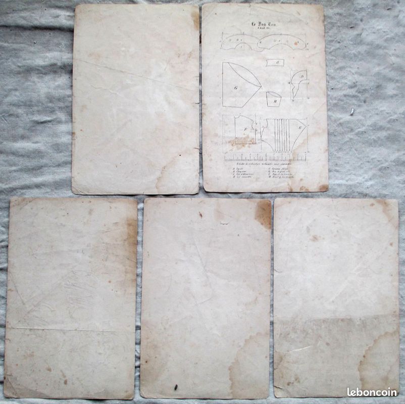 Lot de 5 gravures anciennes de mode (Le Bon Ton) - Collection