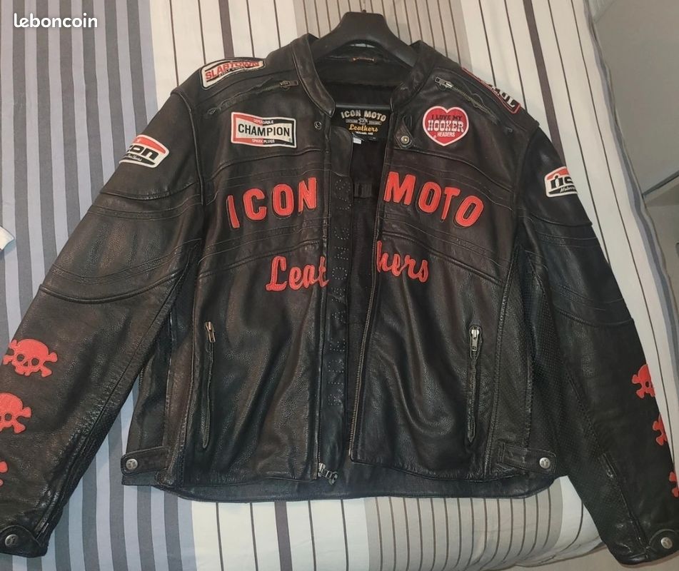 Blouson cuir icon victory daytona - Équipement moto