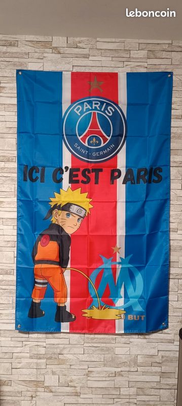 Drapeau PSG Naruto taille 90 cm par 150 cm - Collection