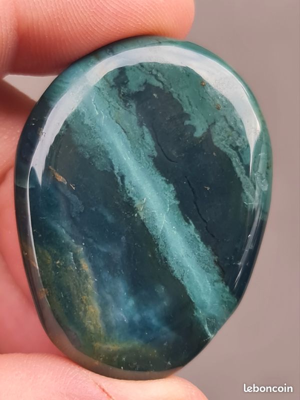 Galet plat jaspe vert AA (de Madagascar) 19g Lithothérapie & Minéraux ...