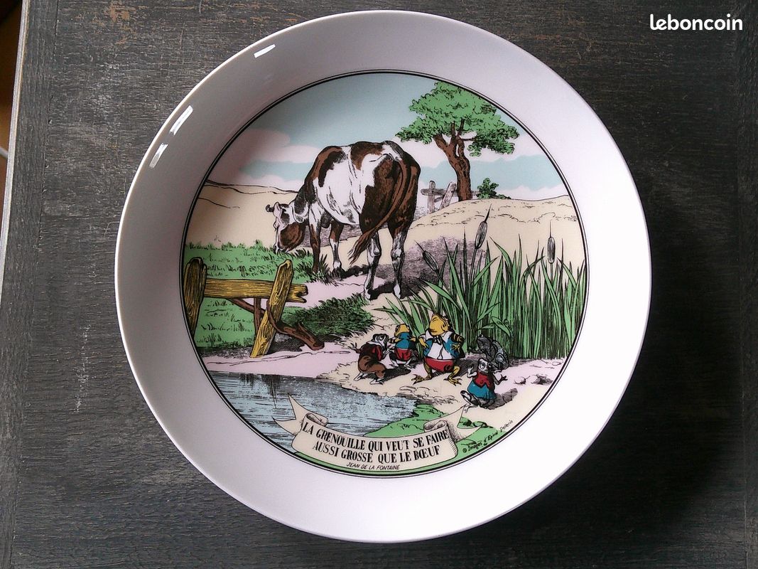 Assiette Fable de la Fontaine "la grenouille...boeuf" - Collection