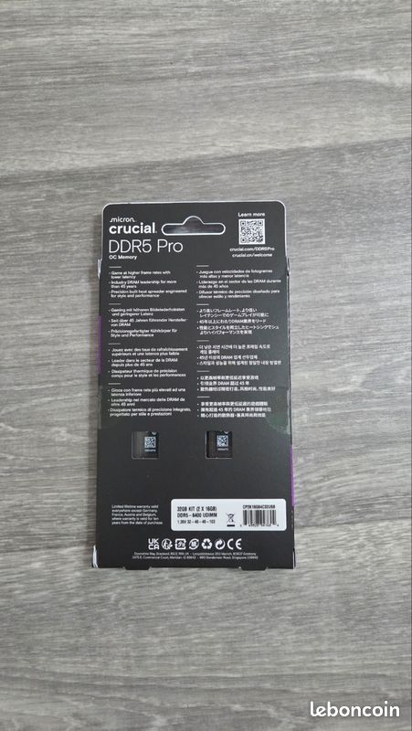 DDR5 XMP AMD Expo Crucial Micron 32Go (2x16Go) CL32 6400 Neuves ...