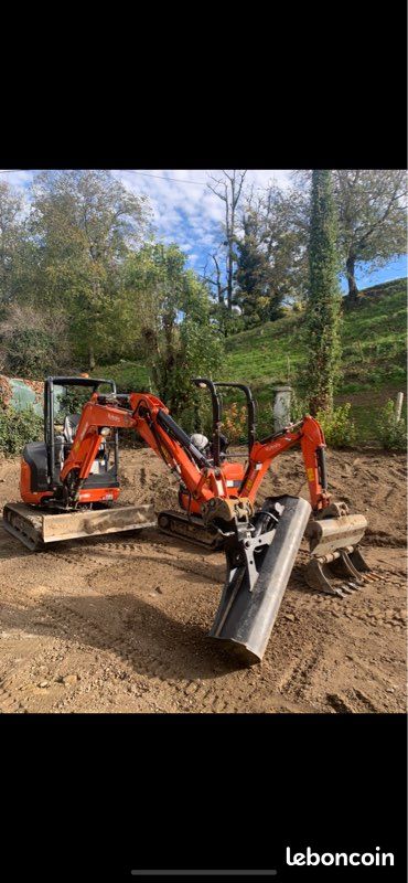 Mini pelle kubota 1t et 2,7t - BTP - Chantier gros-oeuvre