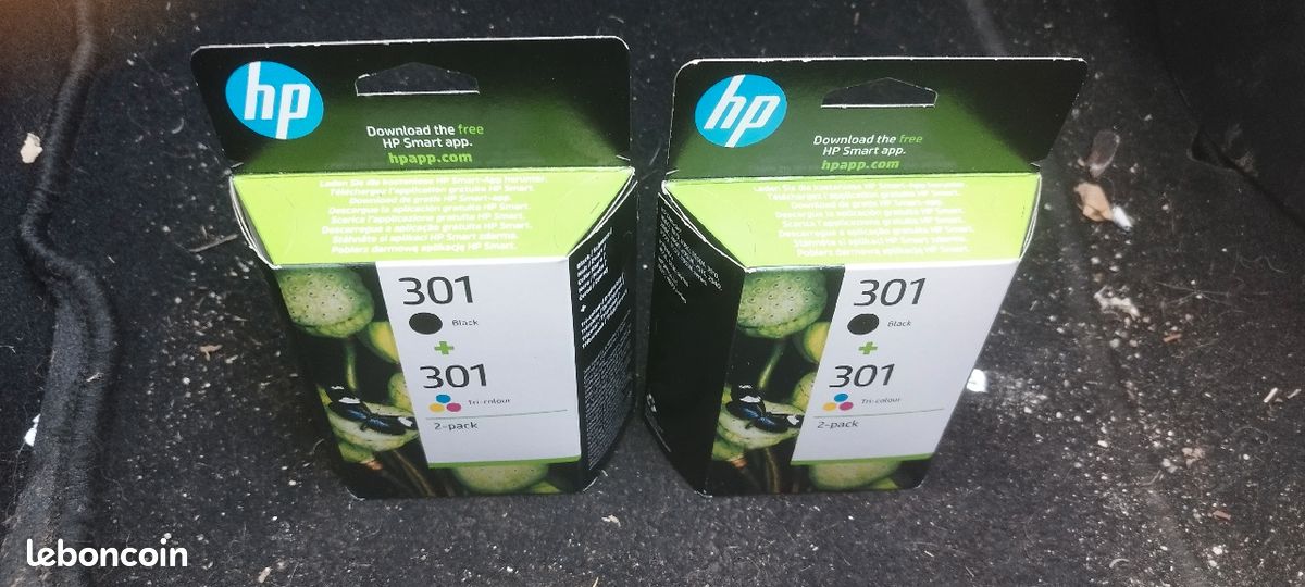 Pack Lot 2 packs duo HP 301 noirs et tricolores originales neufs ...
