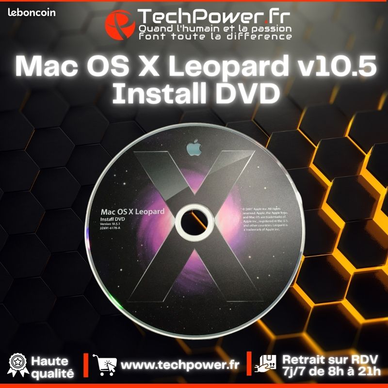 Mac OS X Leopard v10.5 Install DVD + GARANTIE 2ANS - Ordinateurs