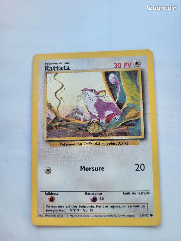 Carte pokemon Rattata 61/102 - Collection