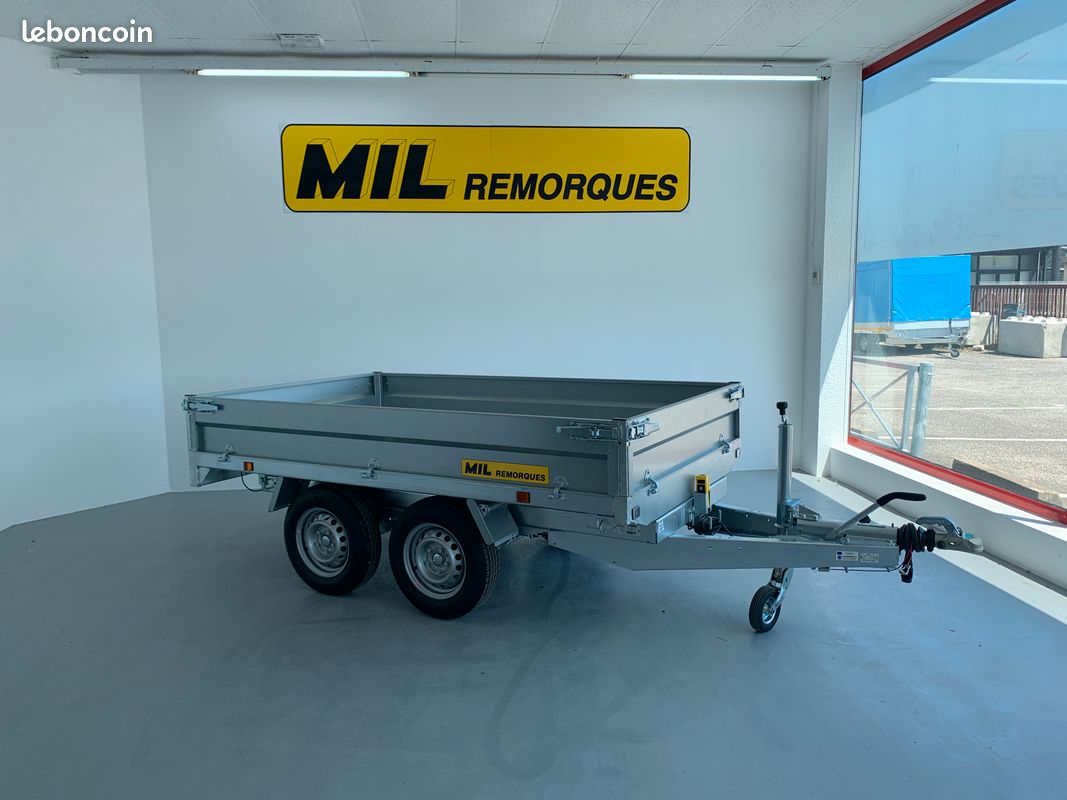 MIL REMORQUES-Benne Lider 39600PE 256 x 148 x ridelles de 30 cm PTAC ...