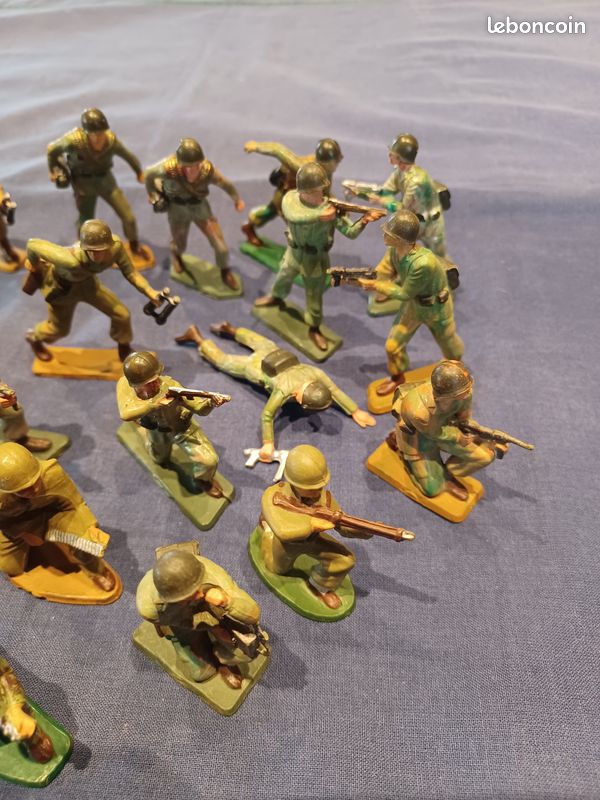 Lot de 23 Figurines Soldats "Commando Américains" Starlux années 1960/ ...