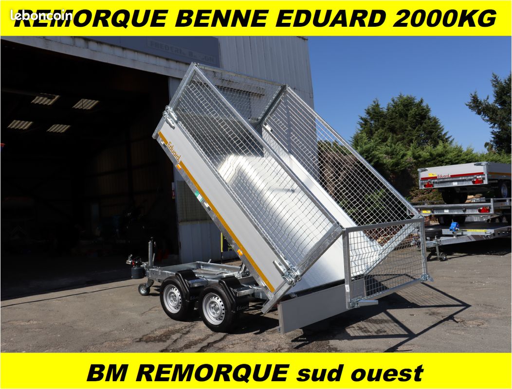 Remorque benne hydraulique Eduard grillagée 2000kg 2m56 x 1m50 x 1m00 - Équipement auto