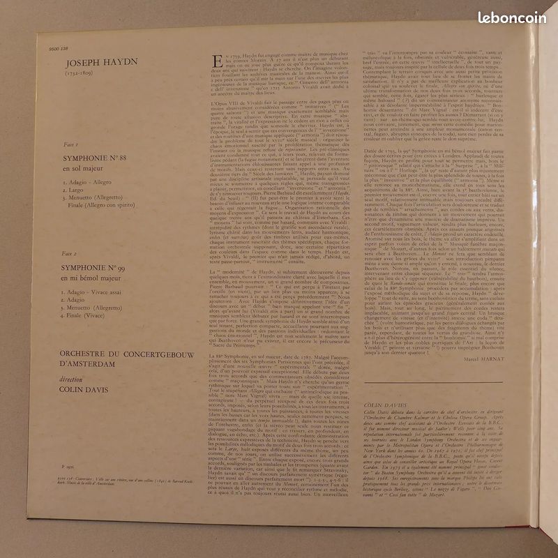 Haydn - Symphonies nos 88 et 99; Colin Davis / LP, 1976 - Philips - CD ...