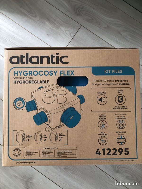 Kit VMC simple flux Extra plat hygroréglable hygrocosy flex - Bricolage