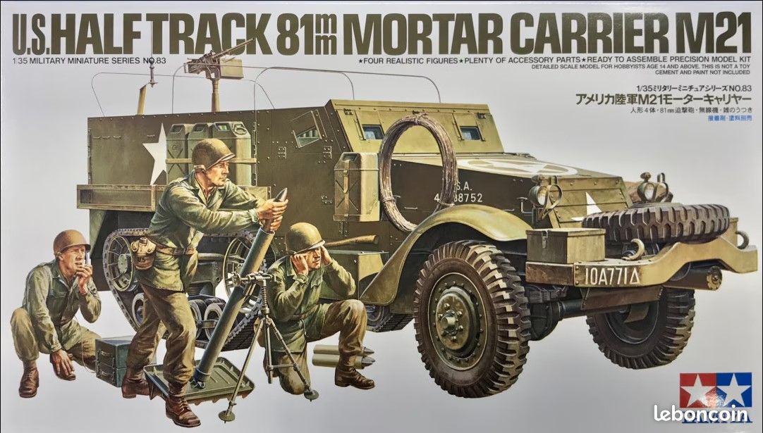 Maquette tamiya 35083 U.S. Half Track 81mm Mortar Carrier M21 1/35 ...