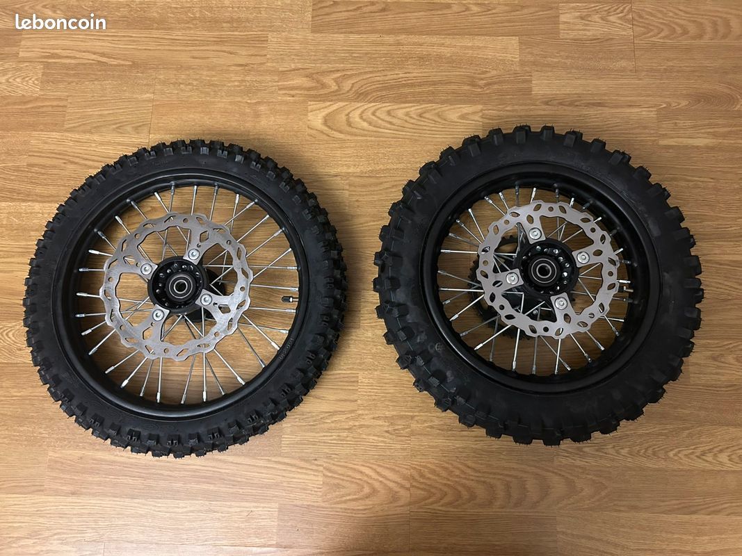 Paire de roues dirt bike 12/14 - Équipement moto