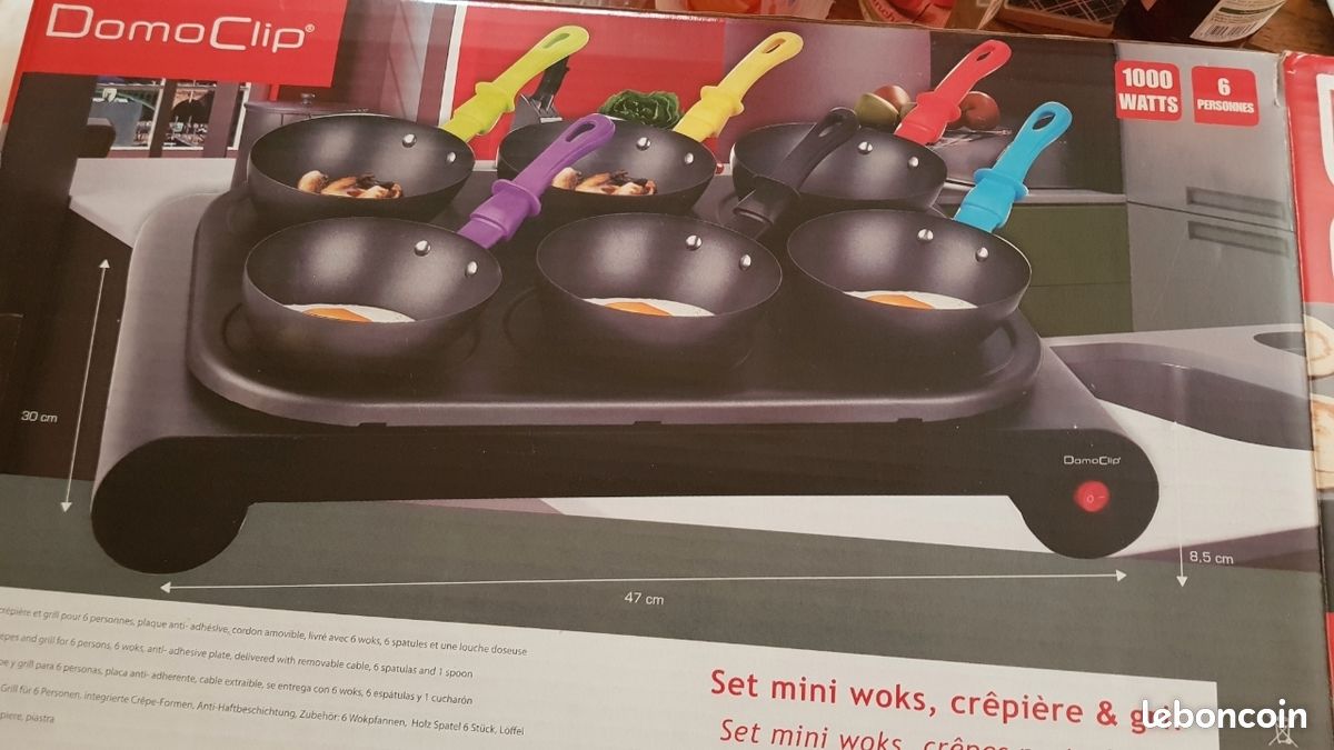 Set mini woks crepiere et gril neuf - Électroménager