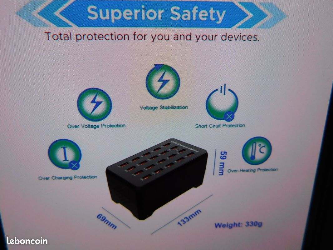 Bloc alimentation 20 ports USB - Accessoires informatique