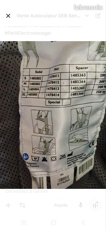 Sangle de levage Invacare Net - - Charge 200kg - Manutention - Levage