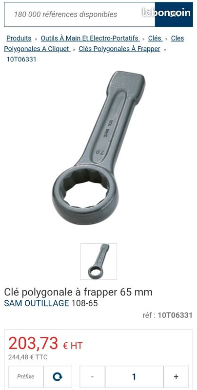 Clé SAM 65mm polygonale à frapper - Équipements industriels