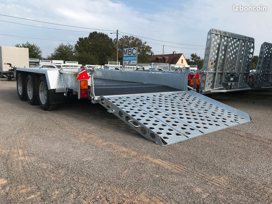 Remorque porte engins mini pelle ifor williams gh 146 3 essieux ...