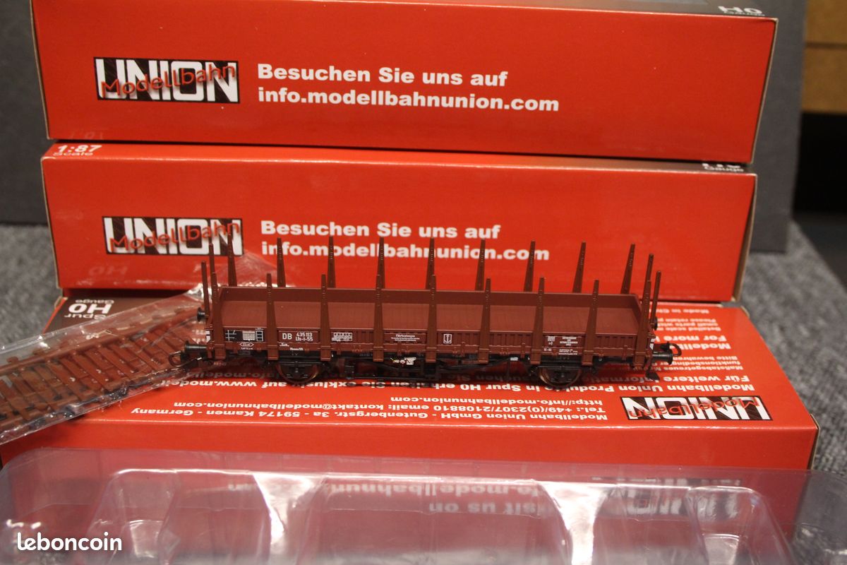 Train HO CC. Modellbahn Union no Roco. Lot de 6 wagons a ranchers neufs ...