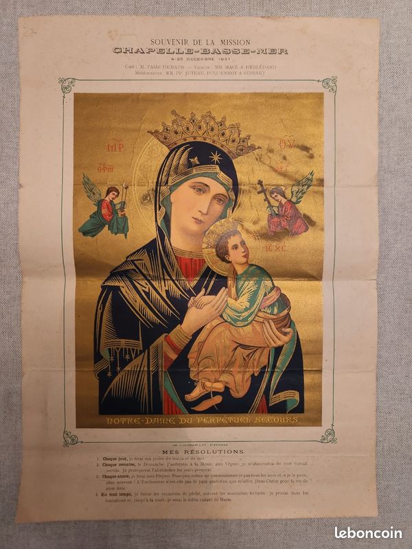 Affiche pieuse NOTRE-DAME DU PERPETUEL SECOURS - Collection