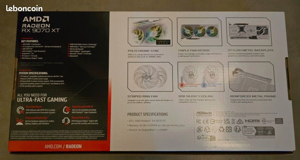AMD ASRock 9070 XT Steel Legend White / 16 Go (Sur commande ...