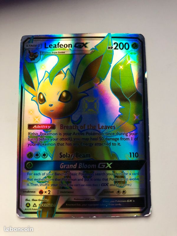 Carte pokémon Leafeon GX Hidden Fates Full Art Shiny Vault - Collection