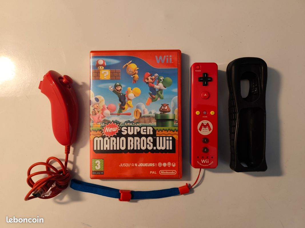 Manette mario Bros et jeu new super Mario bros Wii + nunchuck - Consoles