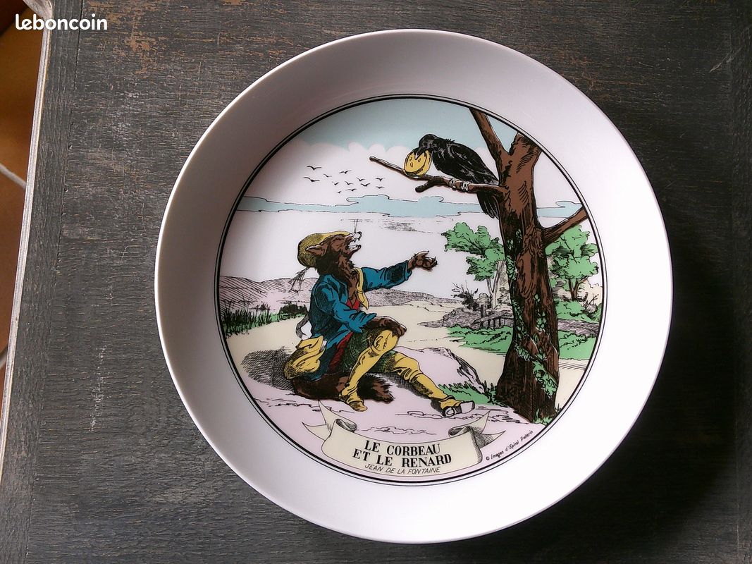 Assiette "le corbeau et le renard" en porcelaine de Limoges - Collection