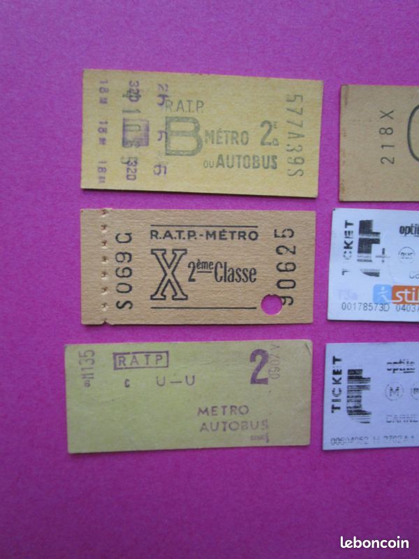 9 TICKETS anciens MÉTRO PARIS - RATP - SNCF - BUS - RER - TBE - Collection