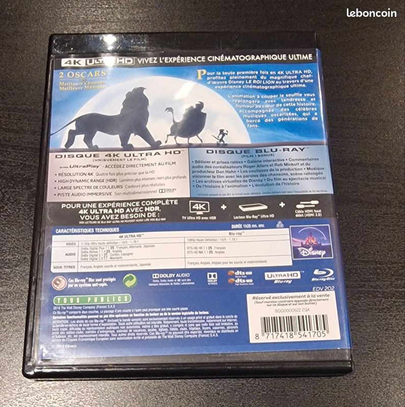Le roi lion - Blu ray 4K - DVD - Films