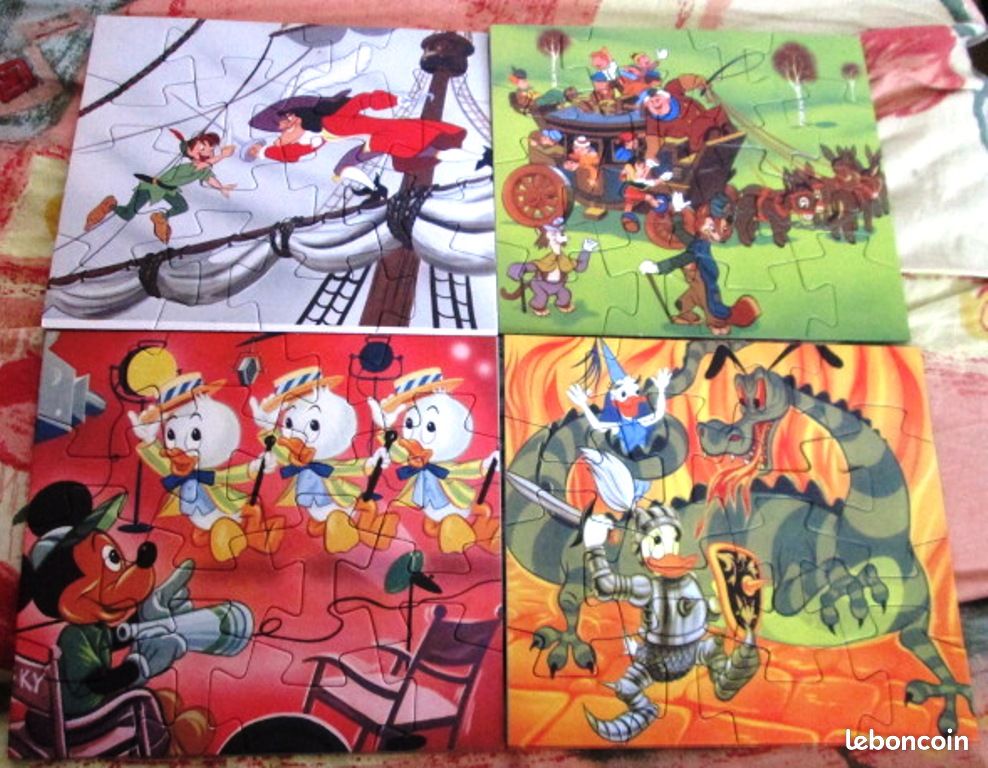 RARE : Lot 12 puzzles vintage en carton, personnages Disney , Mako ...