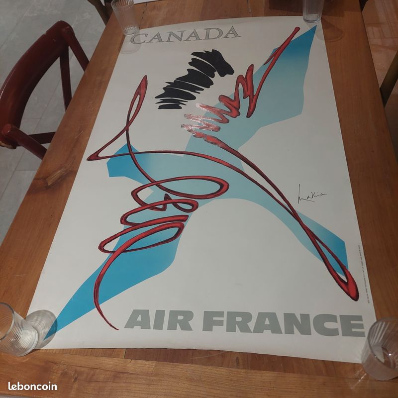 Ancienne affiche officielle Air France Canada - Signé George Mathieu - Collection