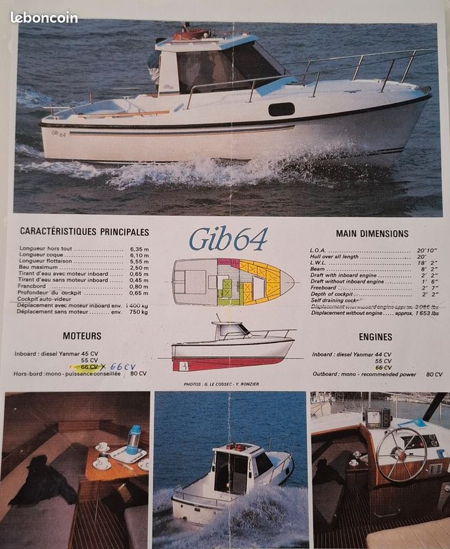 Gib 64 timonier yanmar 66 ch turbo diesel - Nautisme