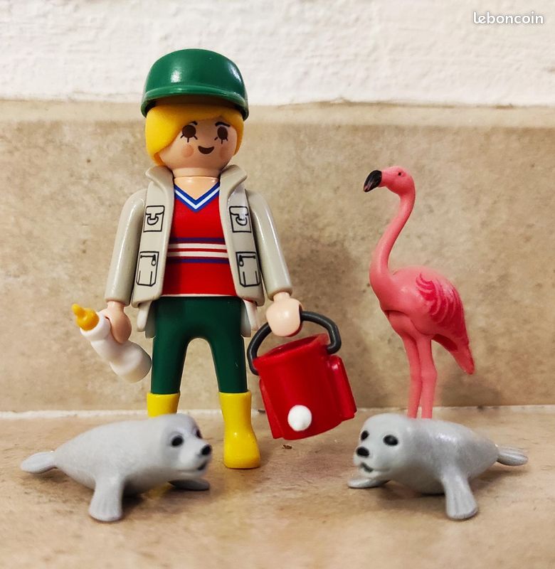 PLAYMOBIL Soigneuse avec 2 bébés phoques et 1 flamand rose - Jeux & Jouets