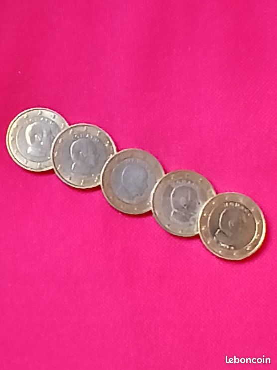 5 Pièces de MONACO de 1 Euro. Années 2014, 2016, 2019, 2020 & 2023 ...