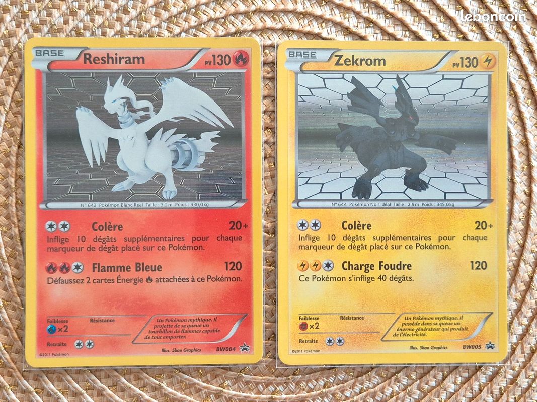 Cartes pokémon reshiram et zekrom - Collection