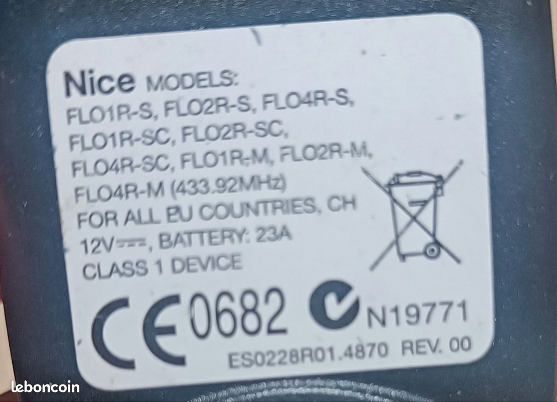 Télécommande portail Nice modèle Flor-s - Bricolage